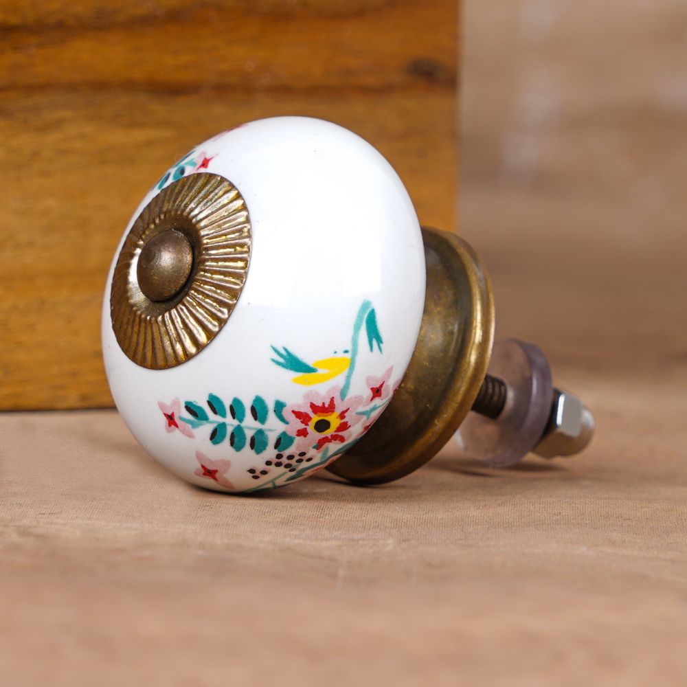 Ceramic Multicolor Floral Pattern Cabinet Knobs